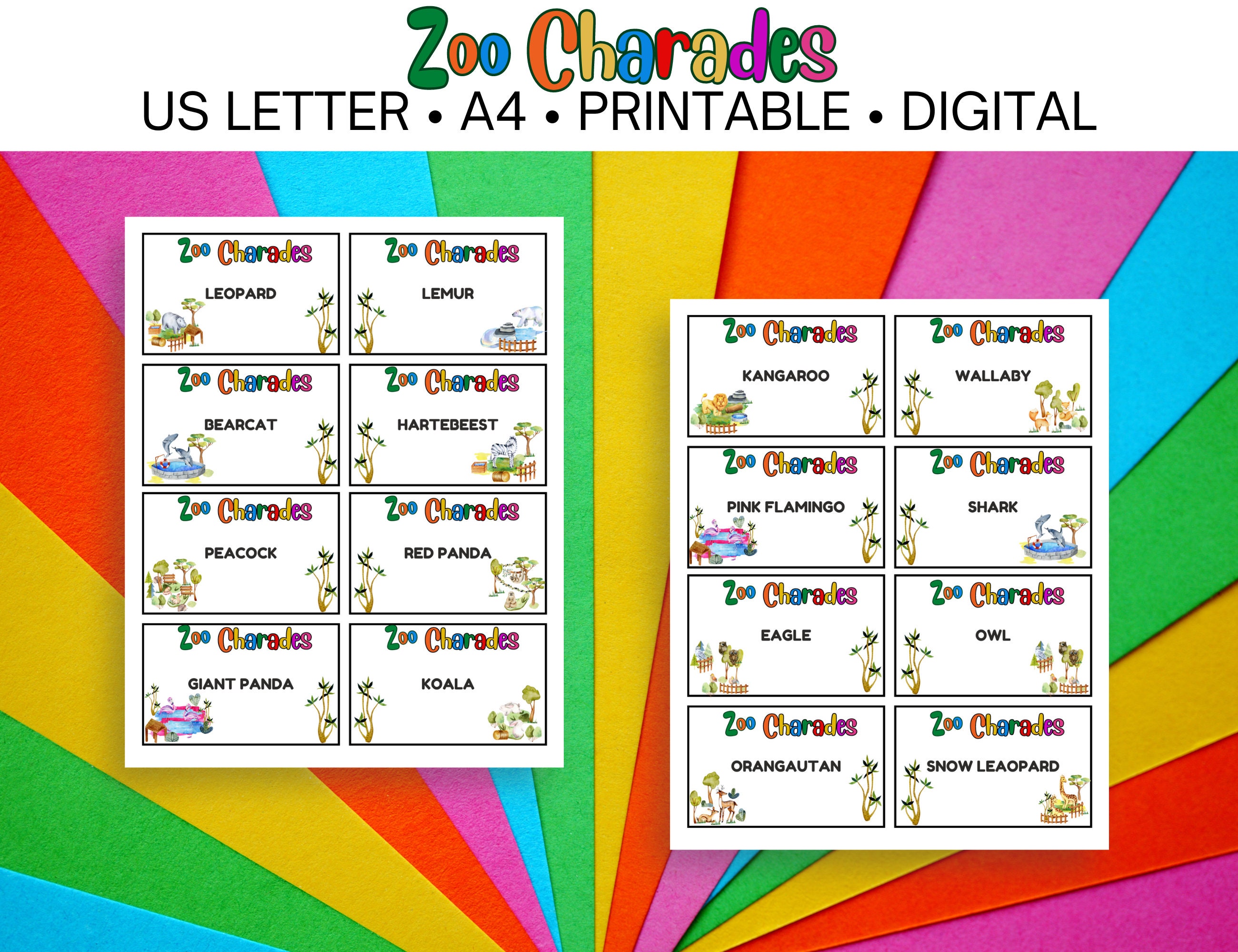 Zoo Charades Family Games, Sunday School Games, Toddler Games, Games ...
