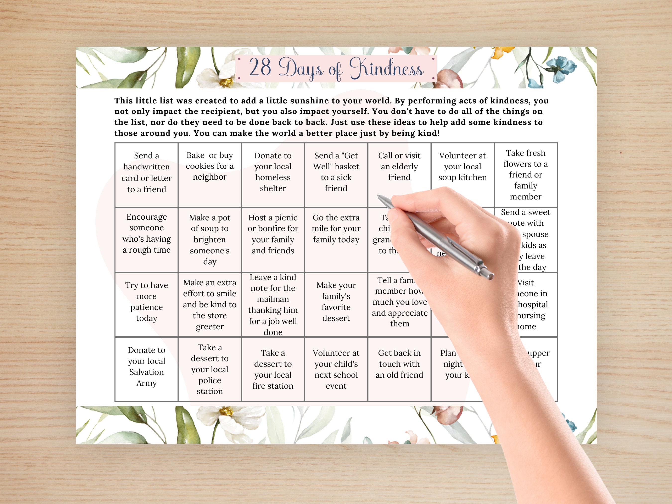 28 Days of Kindness Printable - Kindness Matters, Acts of Kindness ...