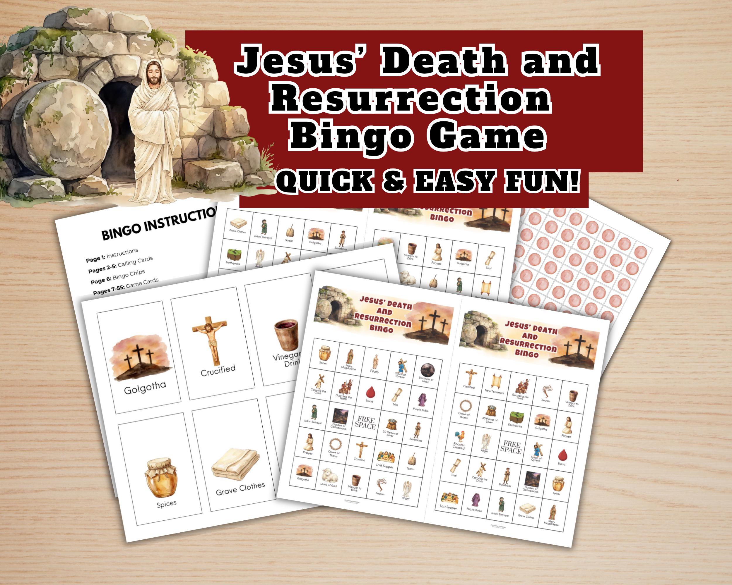 Jesus' Death and Resurrection Printable Bingo Game - Resurrection Bingo ...