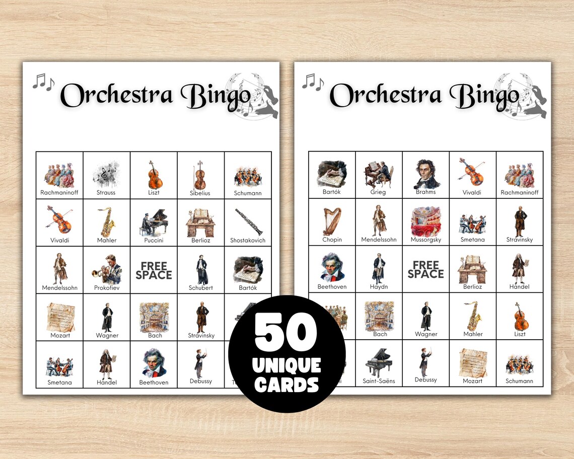 Orchestra Bingo Printable Game, Orchestra Fun, Orchestra Bingo Game ...