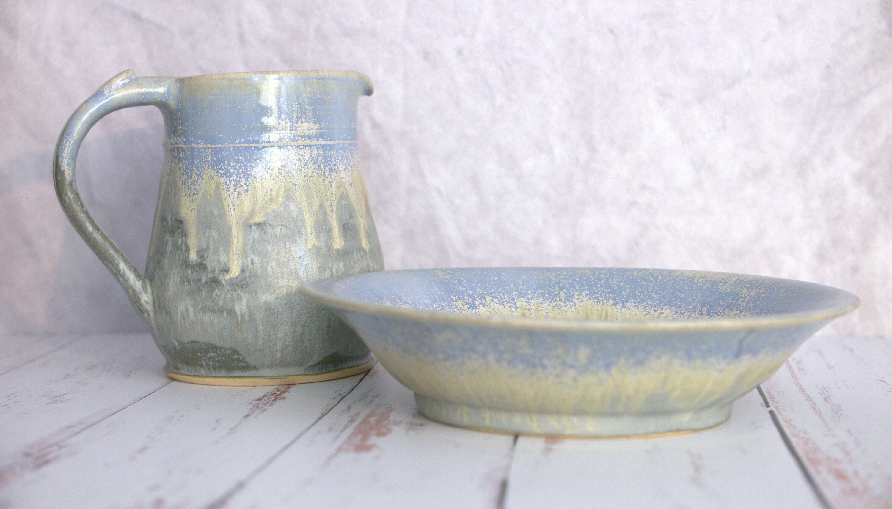Beautiful Handmade Ceramic Pitcher and Bowl Set - Etsy