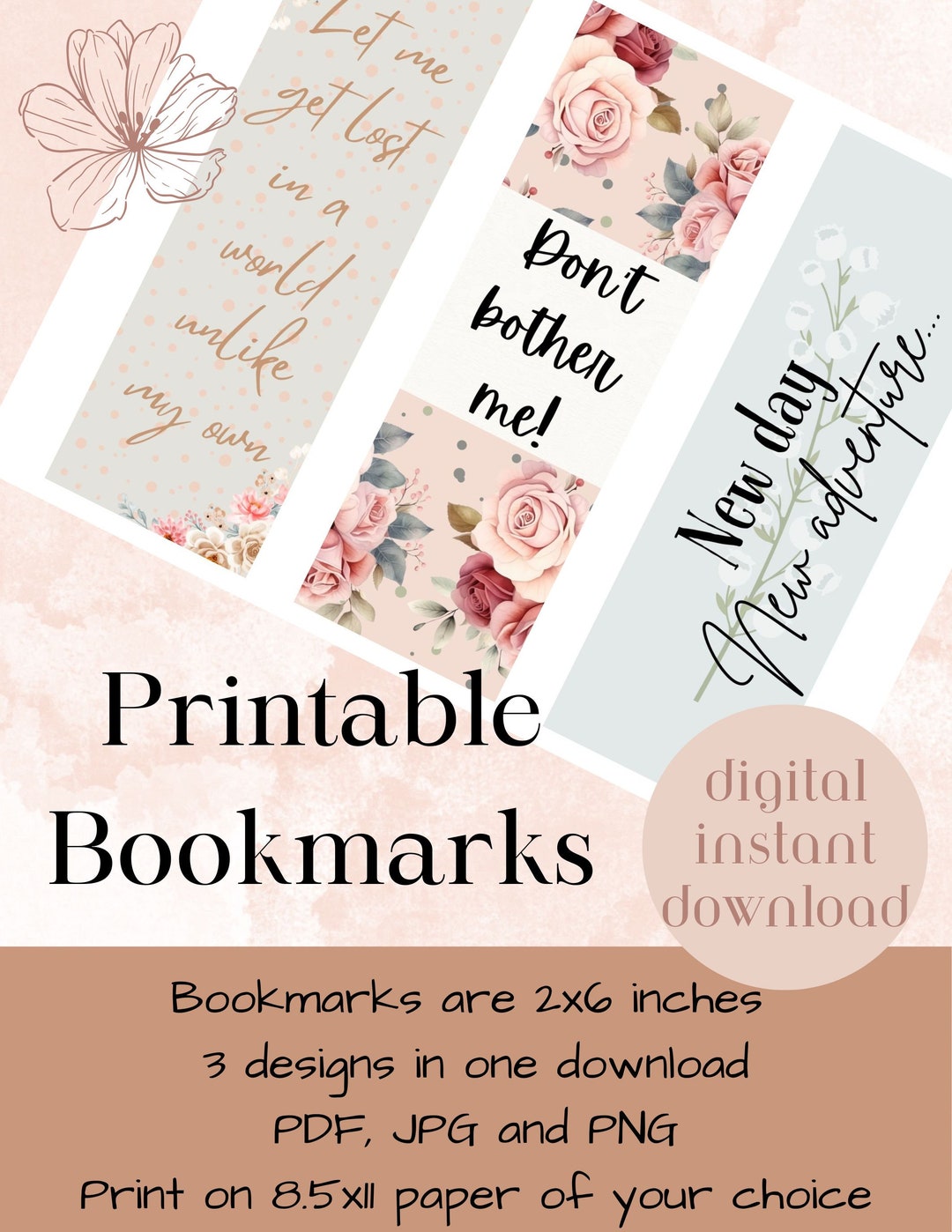 Bookmark, Printable Bookmark, Instant Bookmark, Esthetic Bookmark, Teen ...