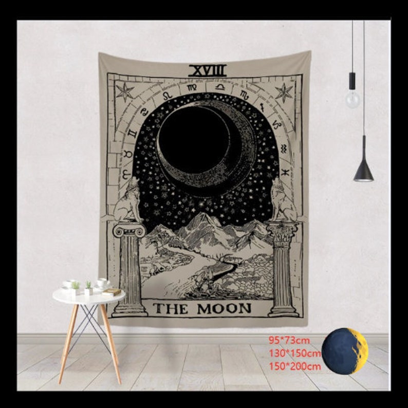 The Moon Tarot Card Tapestry Wall Art Goddess Decor Protection - Etsy