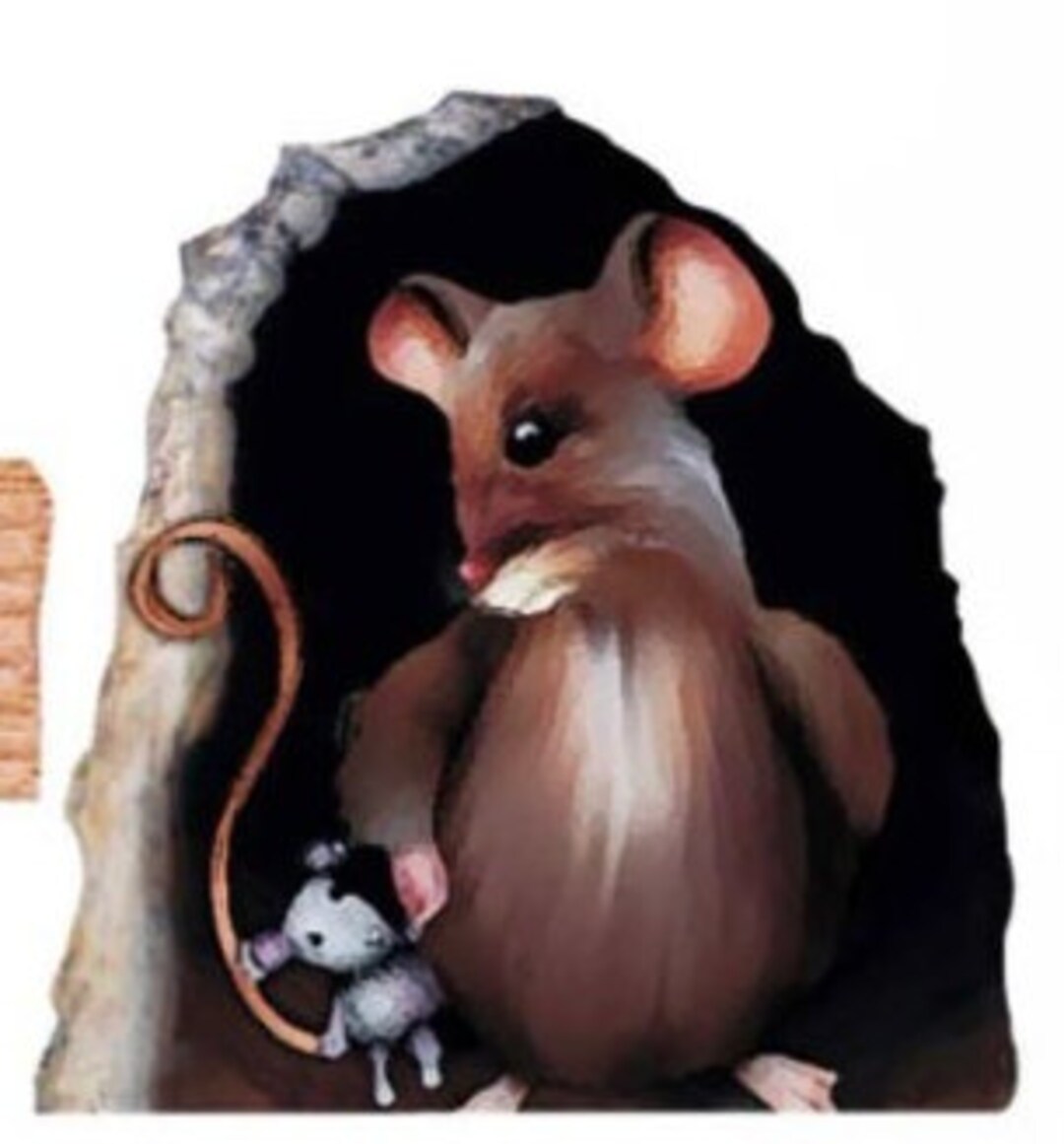 3D Mouse and Doll in a Hole Wall Sticker Reading Mouse Wall - Etsy