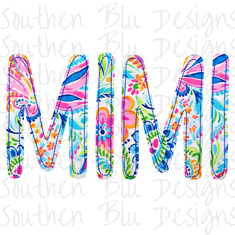 Mimi Faux Applique Preppy PNG Design - Etsy