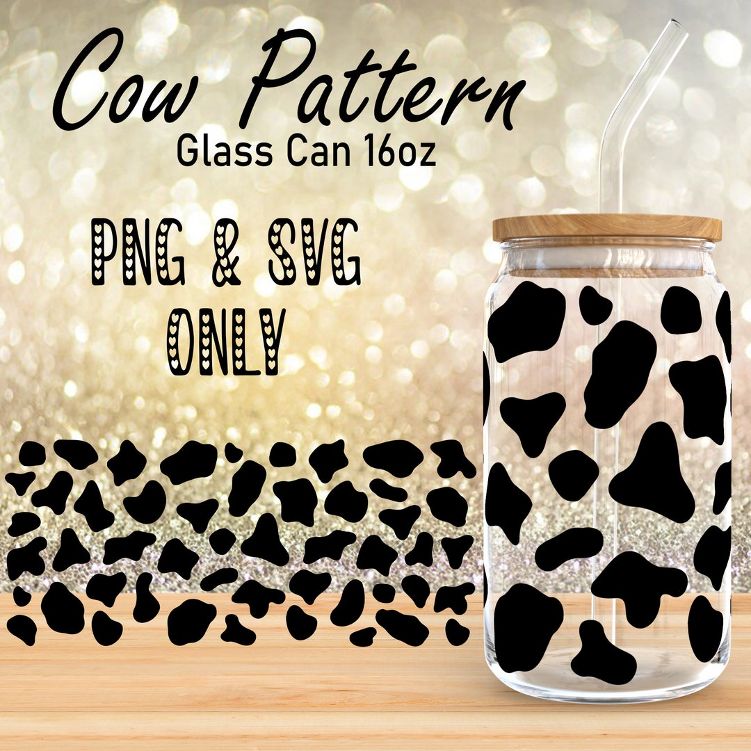 Cow Pattern Libbey Glass Wrap Svg, 16oz Glass Can Png, Digital Download ...