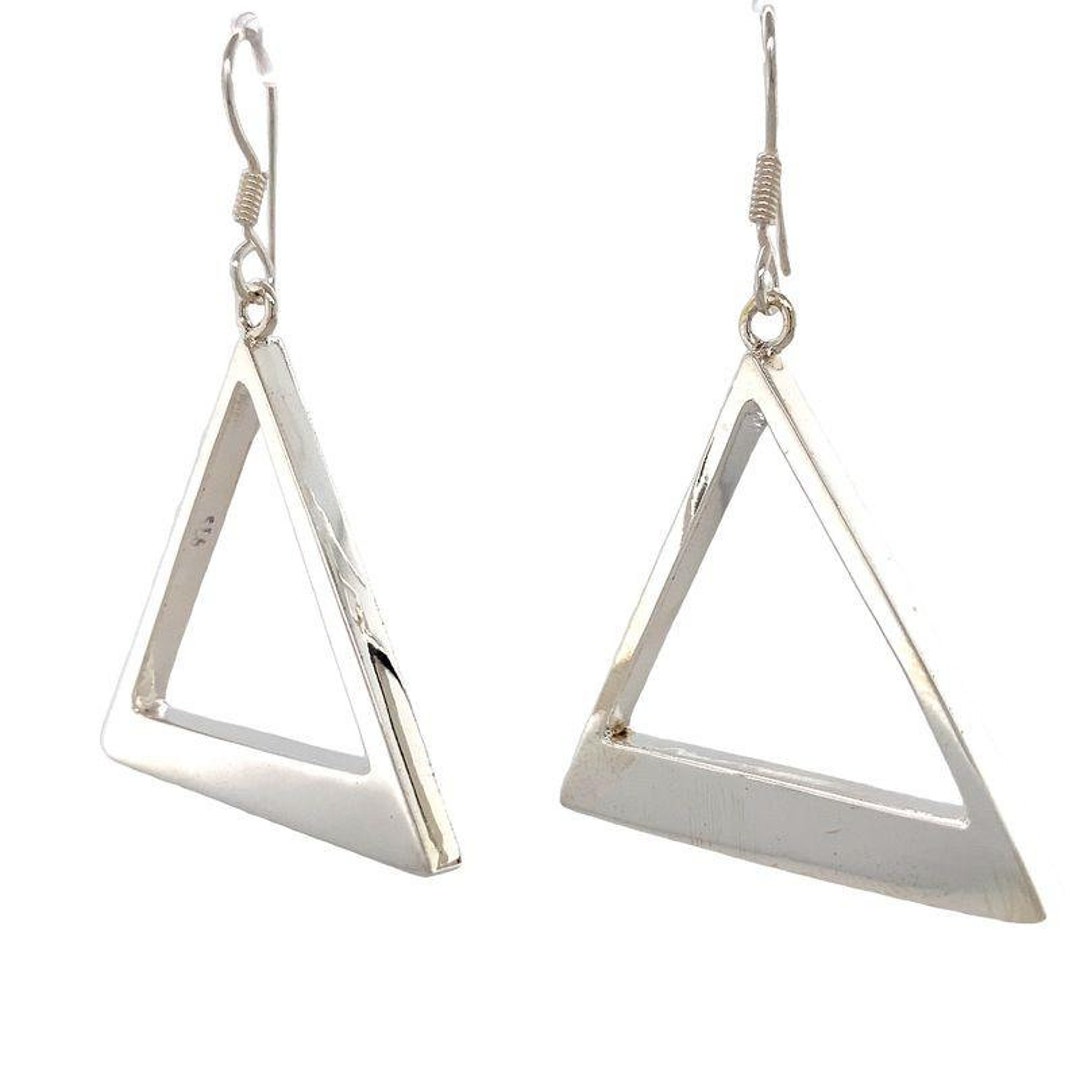 Sterling Silver Triangle Hoop Earrings: Handcrafted Artisan Jewelry - Etsy