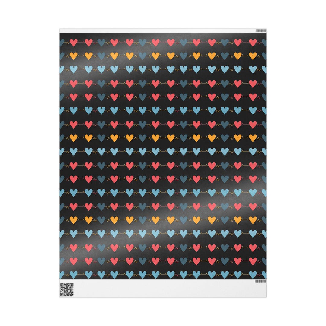 EKG Hearts Wrapping Paper - Etsy