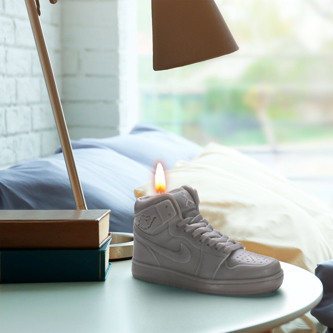 Emmill Large Sneaker Shoe Candle - Grey - 7” X 4” - Vanilla Scented ...