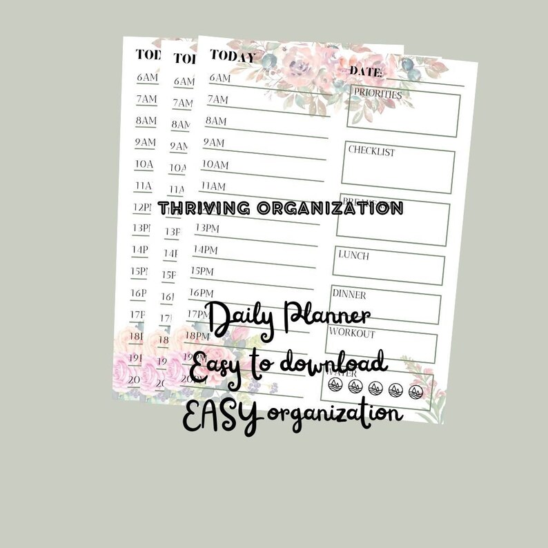 Printable DAILY PLANNER Floral - Etsy