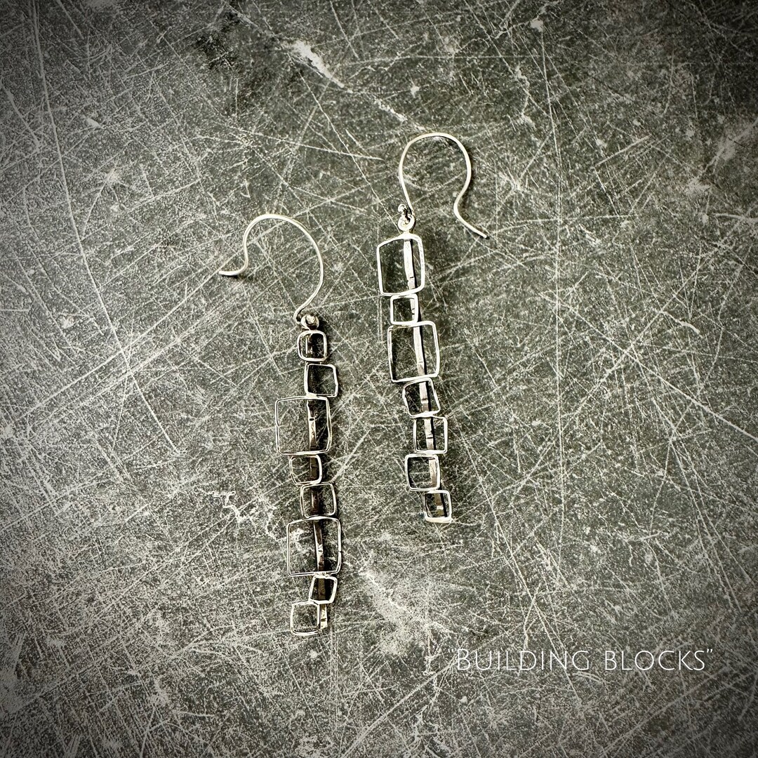 Hand-forged Sterling Silver Earrings "building Blocks" - Etsy