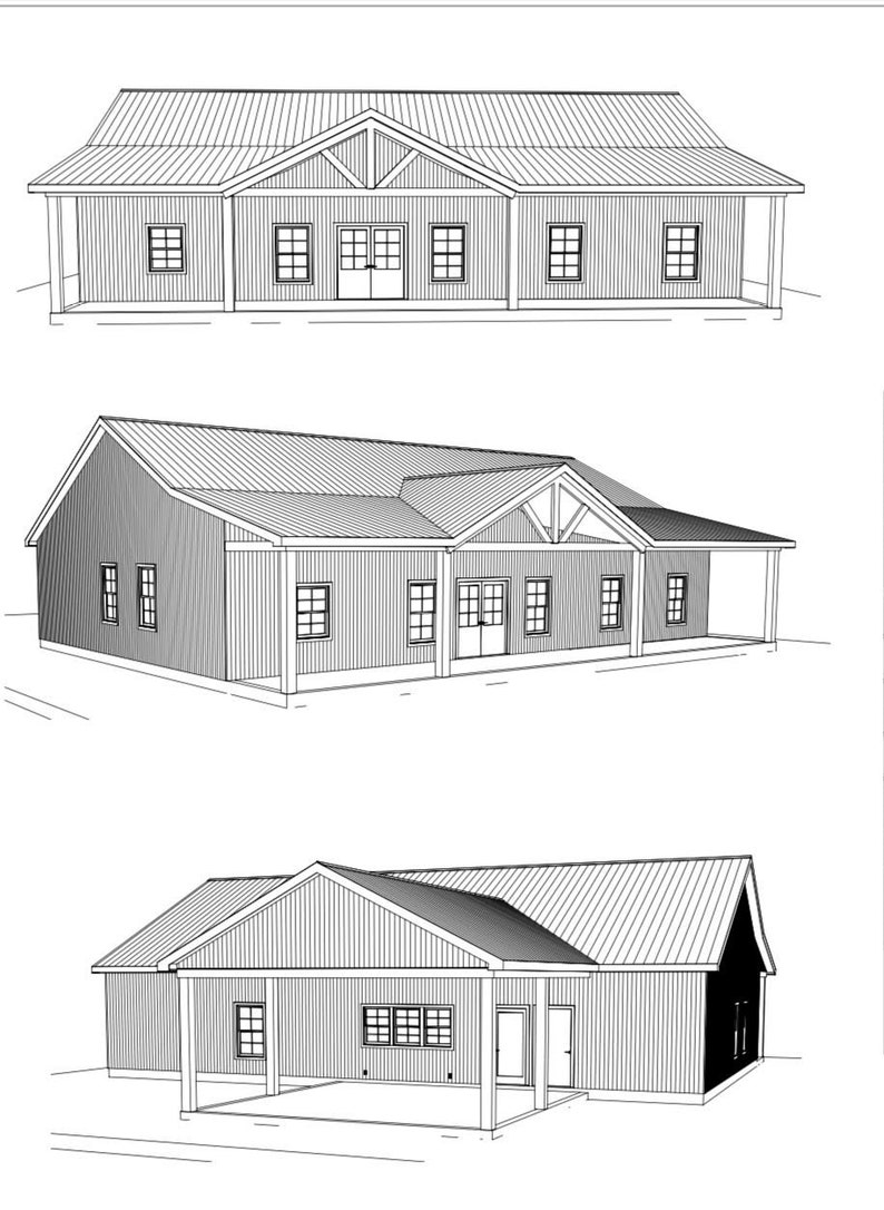 Modern Farmhouse Barndominium Plans | 5 Bedroom Layout | 40x60 | PDF ...
