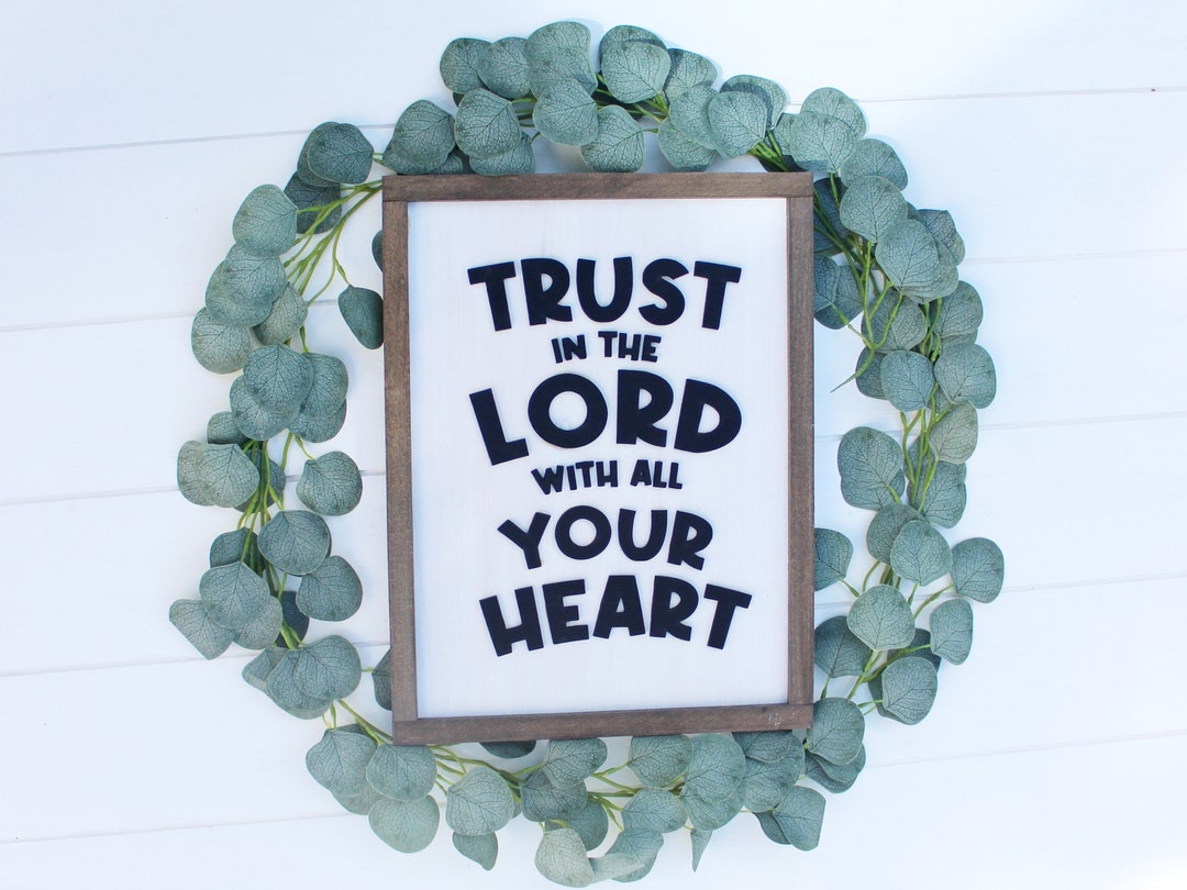 Trust in the Lord Proverbs 3:5 3D Lettering Framed Wooden Bible Verse Sign Rustic Farmhouse ...