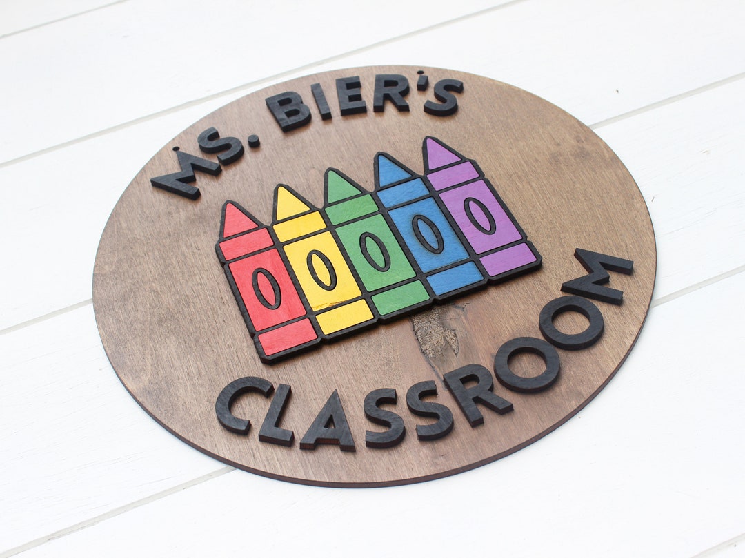 Personalized Teacher Sign: 3D Crayon Classroom Door Decor - Etsy