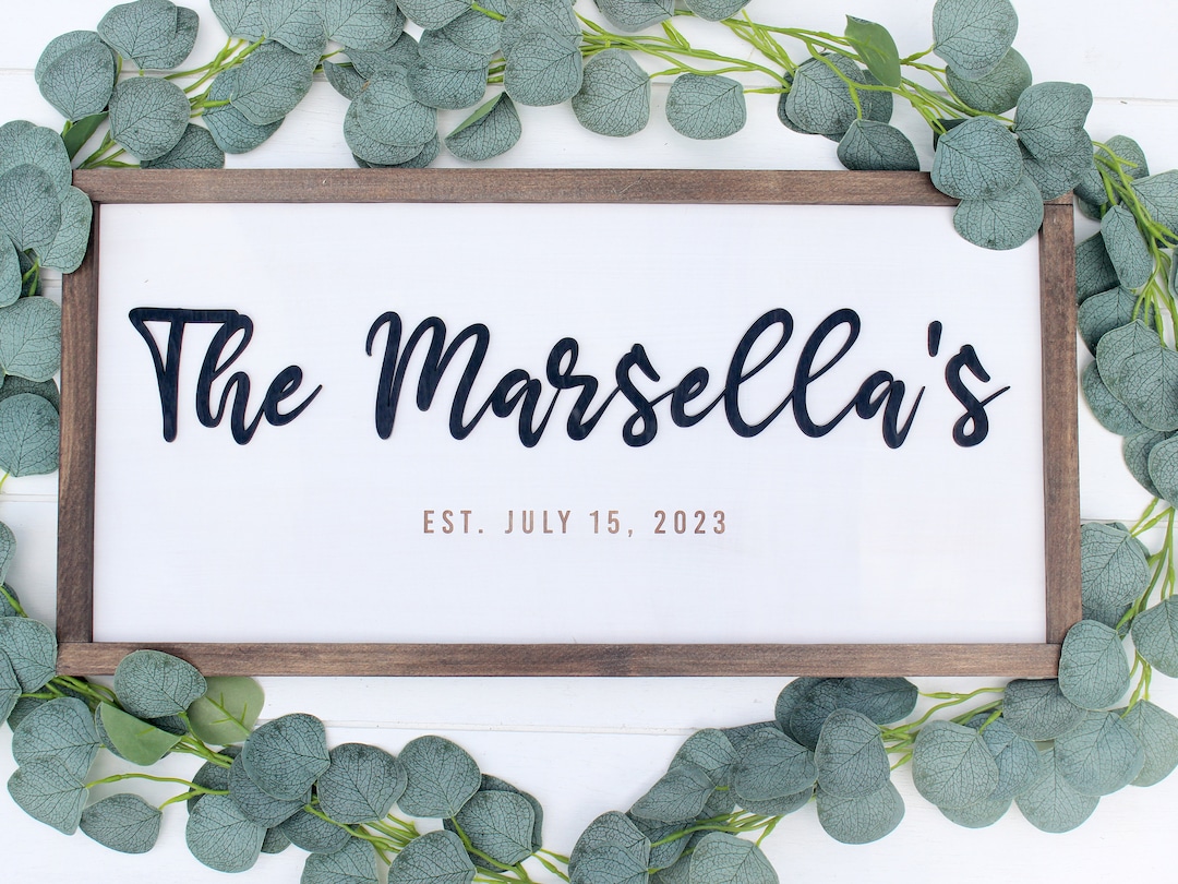Custom Last Name Established Est. Sign Wedding Gift Bridal Shower ...