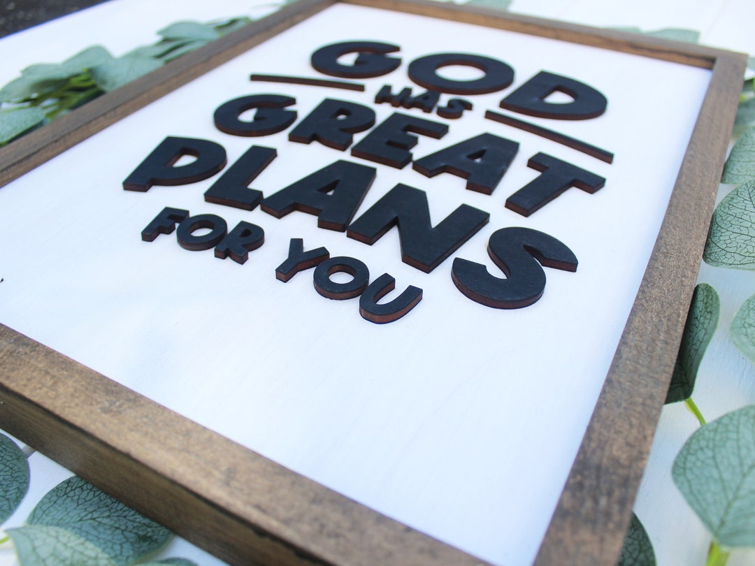 God Has Great Plans 3D Lettering Jeremiah 29 11 Framed Wooden Bible ...