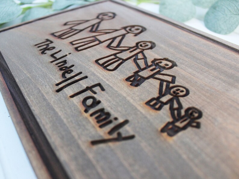 CUSTOM Engraved Kids Artwork Drawing Fathers Day Gift Stained Wooden ...