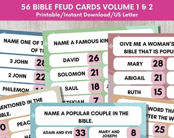 56 Printable Bible Feud Game Cards for Family Night,christian Church ...