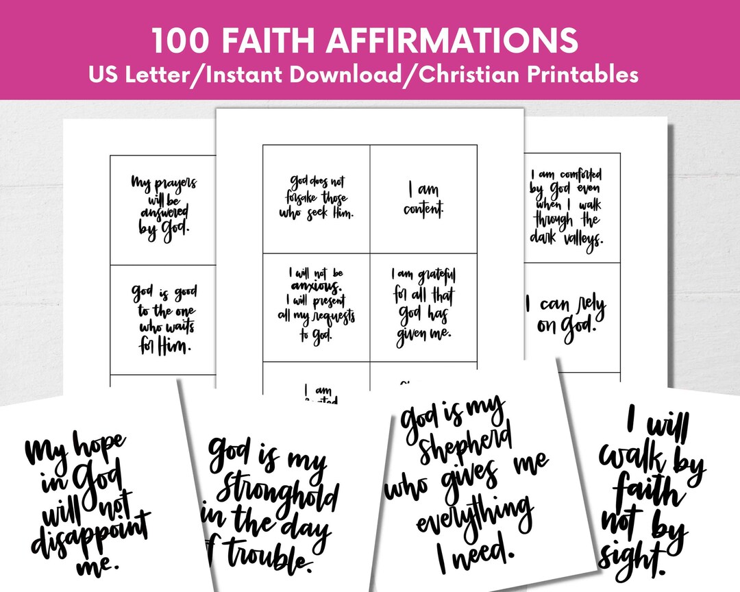 100 Faith Printable Words of Affirmation Cards,encouragement Cards ...