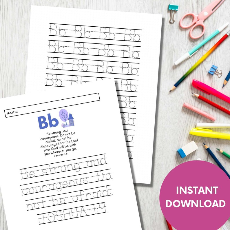 Printable Alphabet Bible Verse Cards and Tracing Worksheet - Etsy