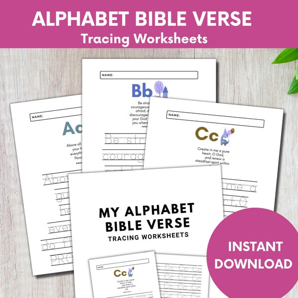 Kids Printable Alphabet Bible Verse Cards From A to Z,ABC Scripture ...