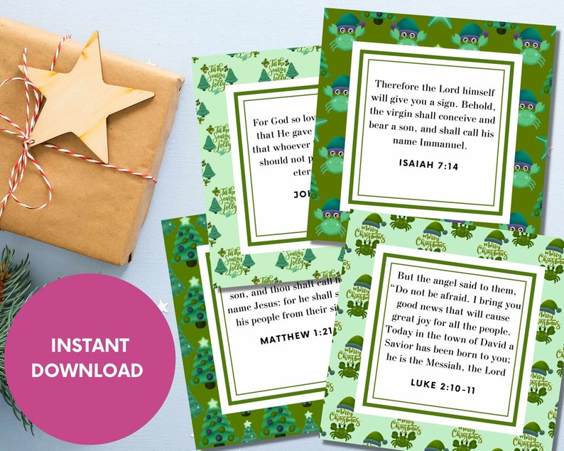 Printable Christmas Bible Verse Cards for Nativity Gifts,enclosure ...