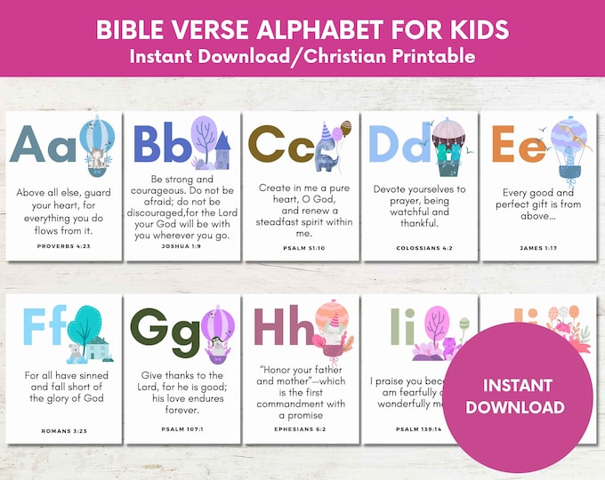 ABC Bible Activities for Kids, Kid's Bible Verse Alphabet, Kid's ...