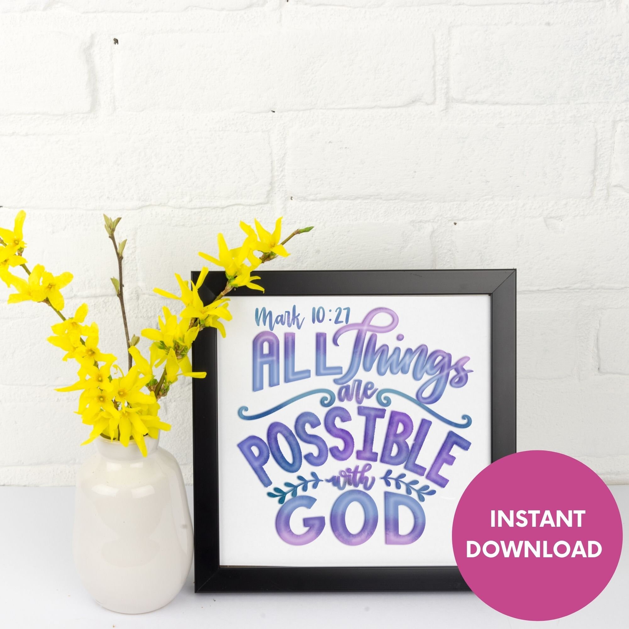 Scripture Wall Art,all Things Are Possible With God,watercolor ...