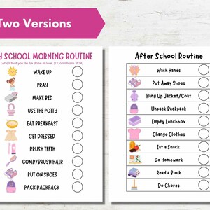 Kids' School Routine Chart: Visual Checklist (digital Download) - Etsy