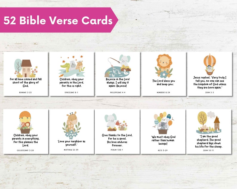52 Bible Verse Scripture Flashcards Memory Verse,kids Christian ...