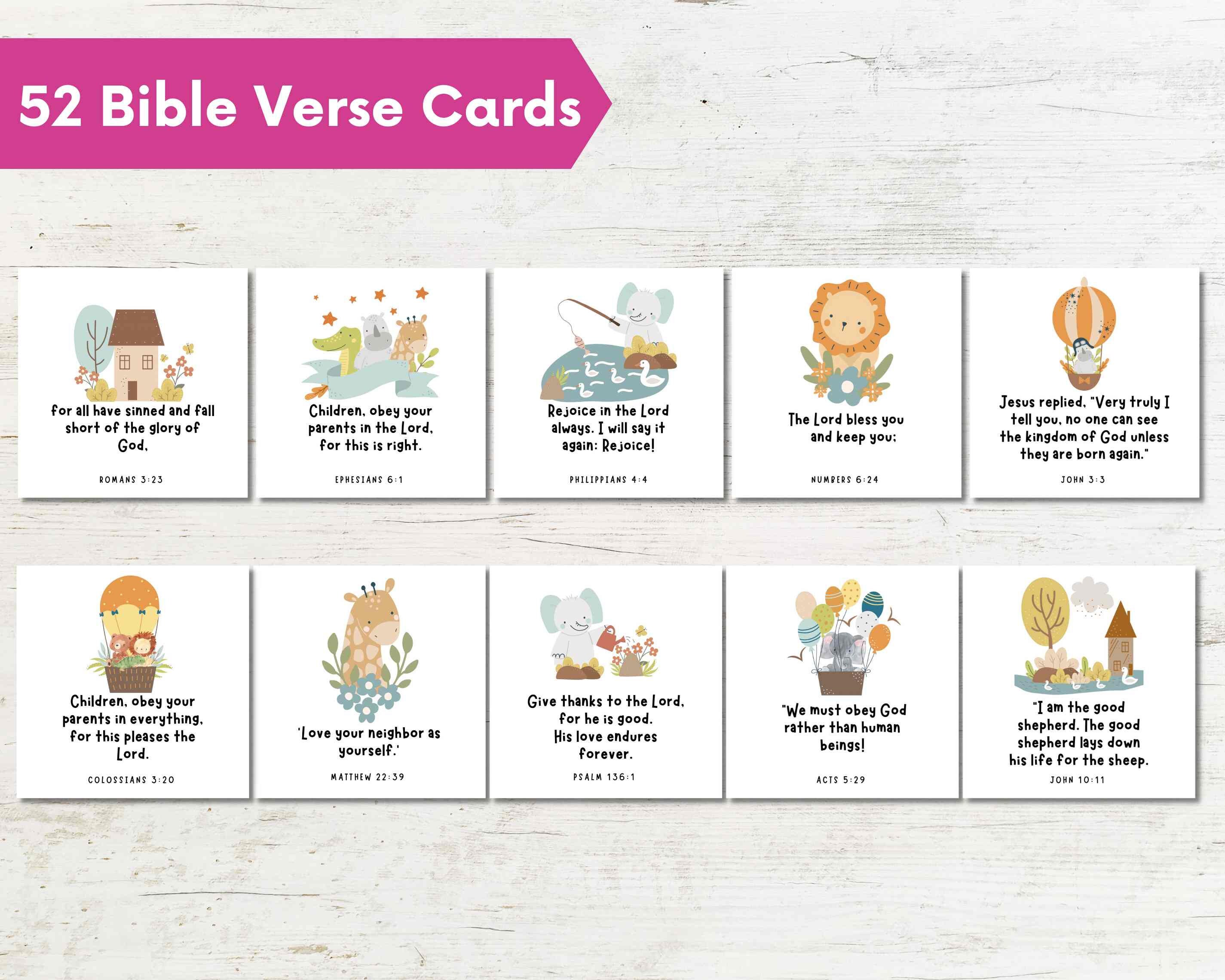 52 Bible Verse Scripture Flashcards Memory Verse,kids Christian ...