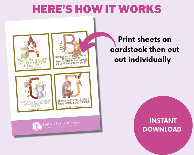 Kids ABC Animal Bible Verse Cards Bible Verse for Kids - Etsy