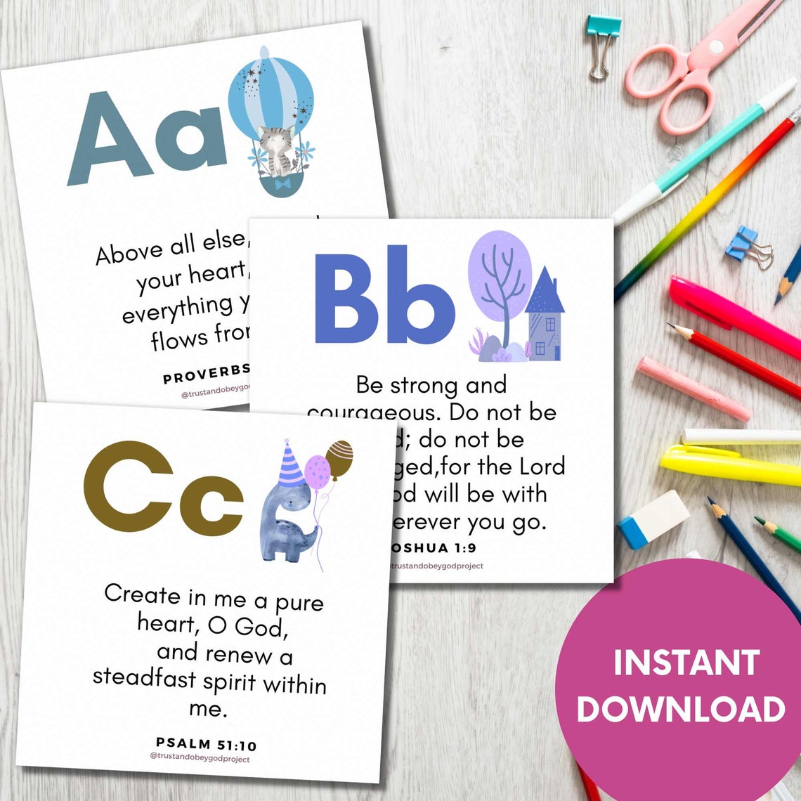 Printable Alphabet Bible Verse Cards and Tracing Worksheet - Etsy