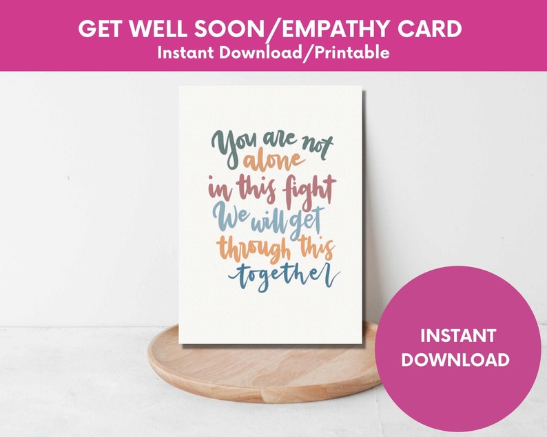 Printable Get Well Soon Sympathy Card for a Friend With Breast - Etsy