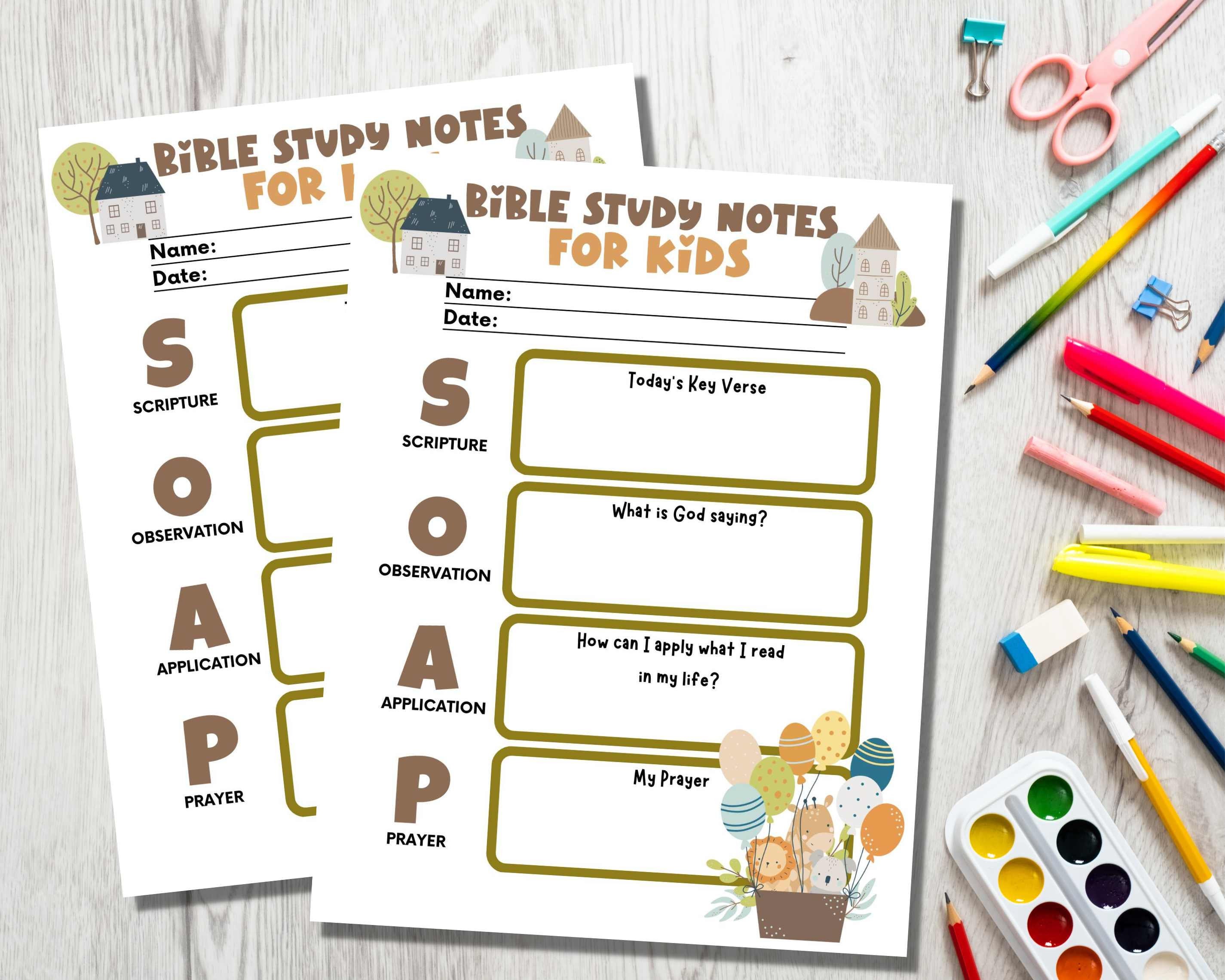 Sunday School Bible Study Notes for Kids Instant Download,printable ...