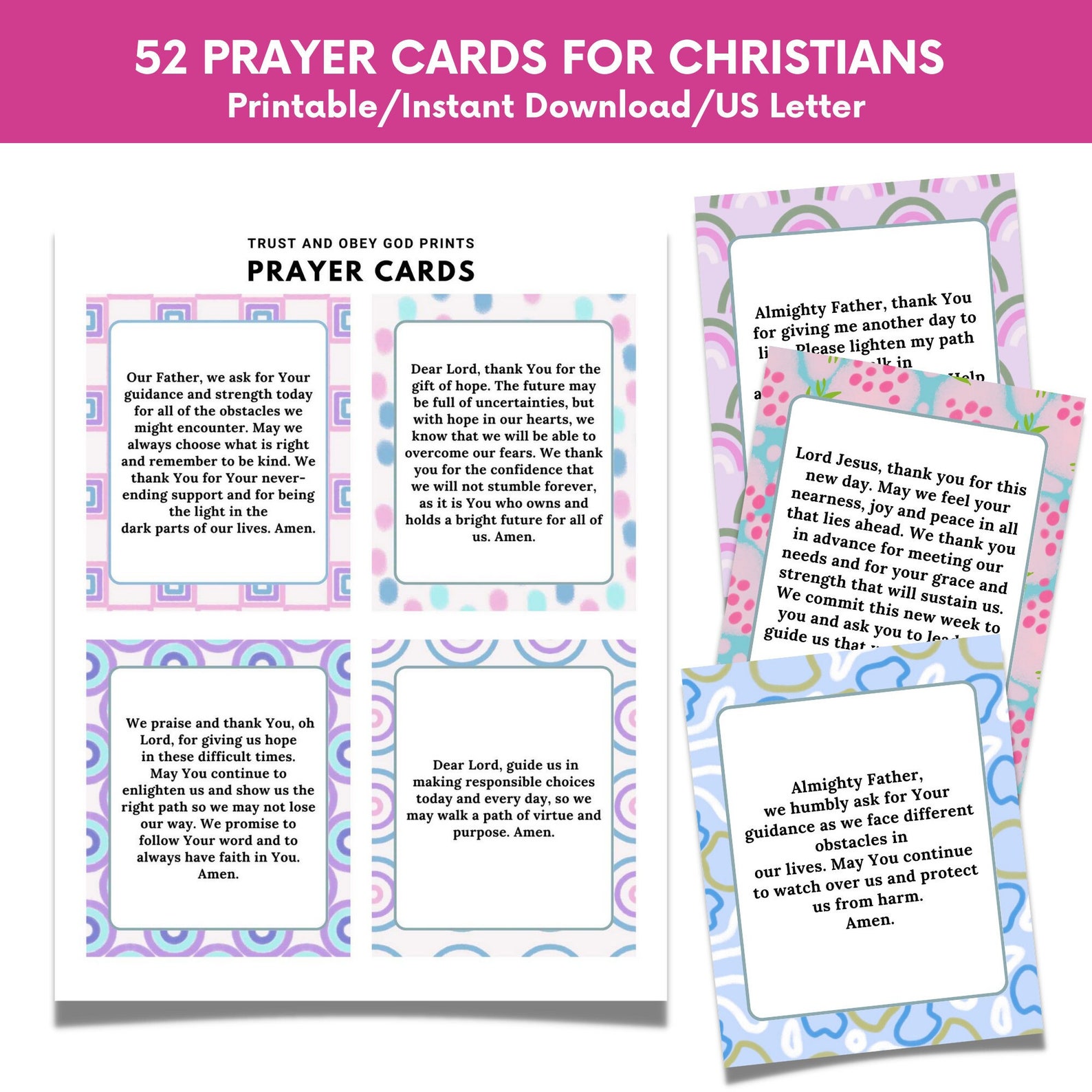 52 Printable Scripture Cards: Christian Prayer & Encouragement (PDF) - Etsy