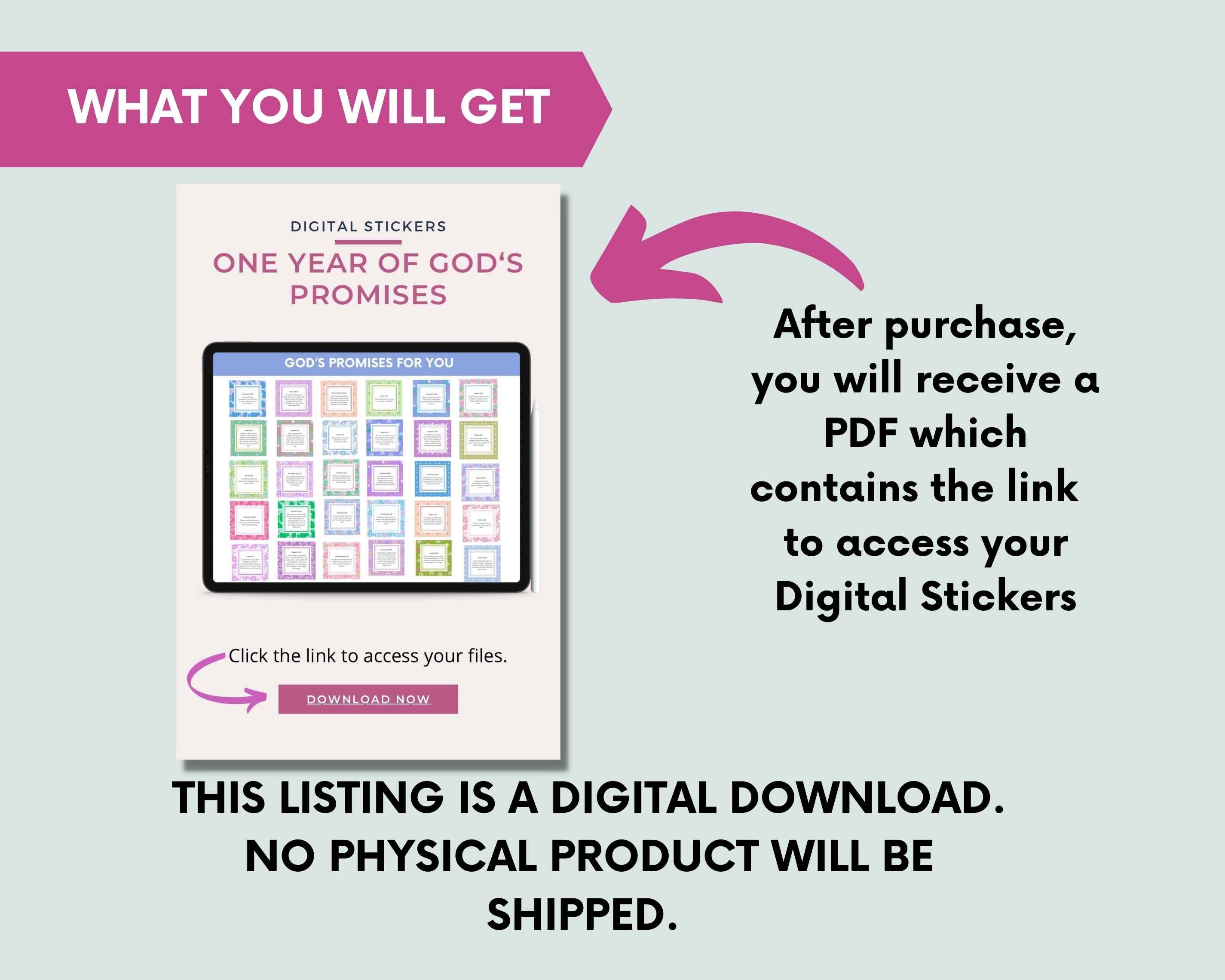 60 Bible Verses Digital Stickers for Christians,gods Promises Jesus ...