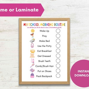 Back to School Daily Morning Routine Chart for Kids,ready for School ...