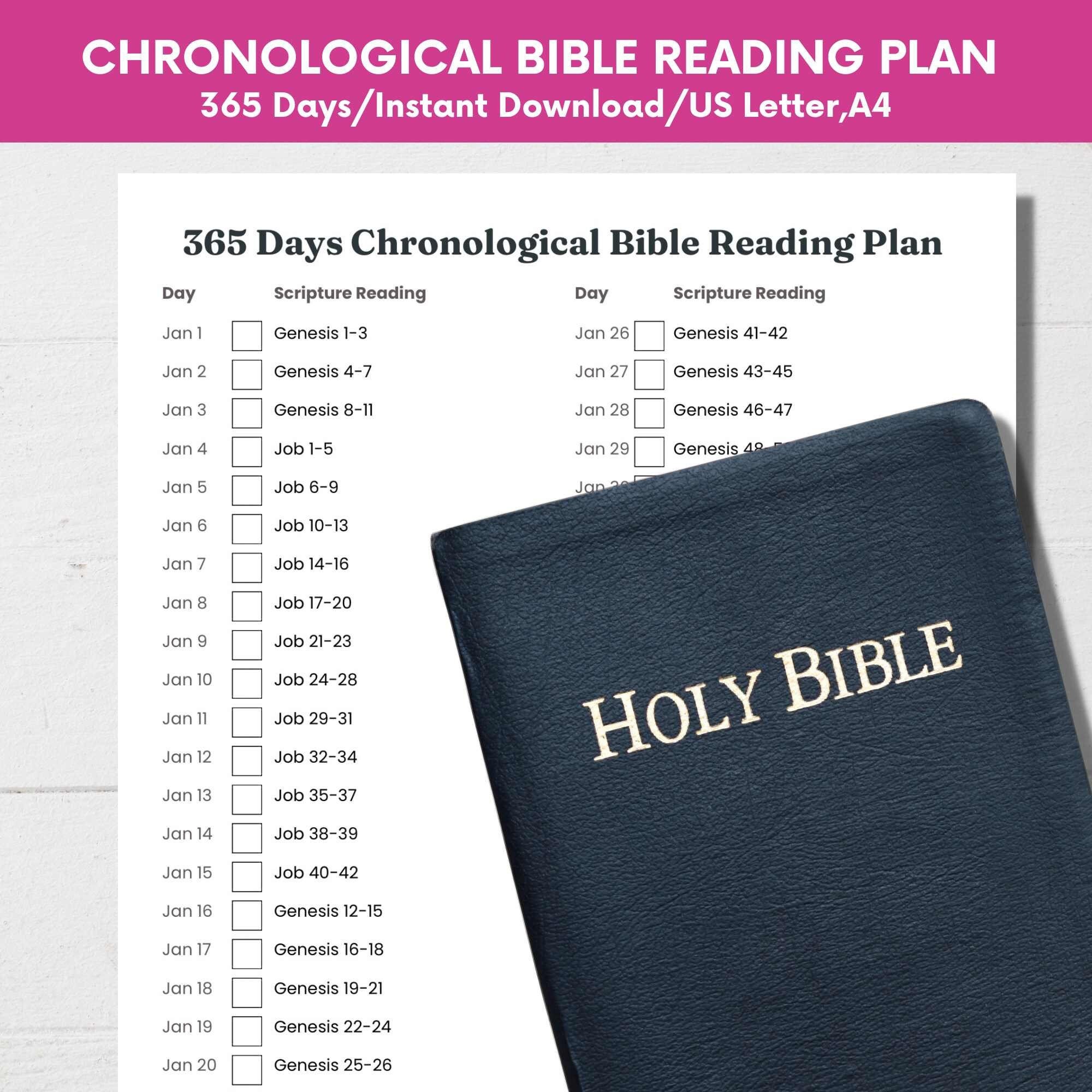 365 Days of Bible Reading Plan,chronological Bible Reading Log ...