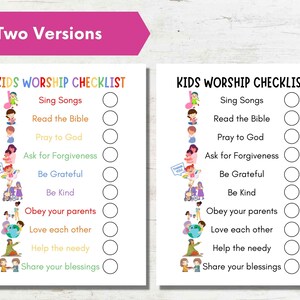 Sunday School Kids Worship Checklist Printable,church Activities for ...