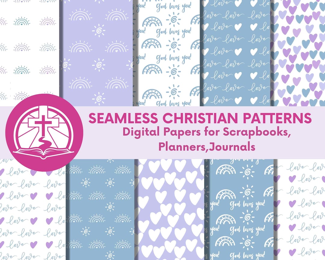 10 Pastel Christian Digital Paper Seamless Pattern Scrapbooking,digital ...