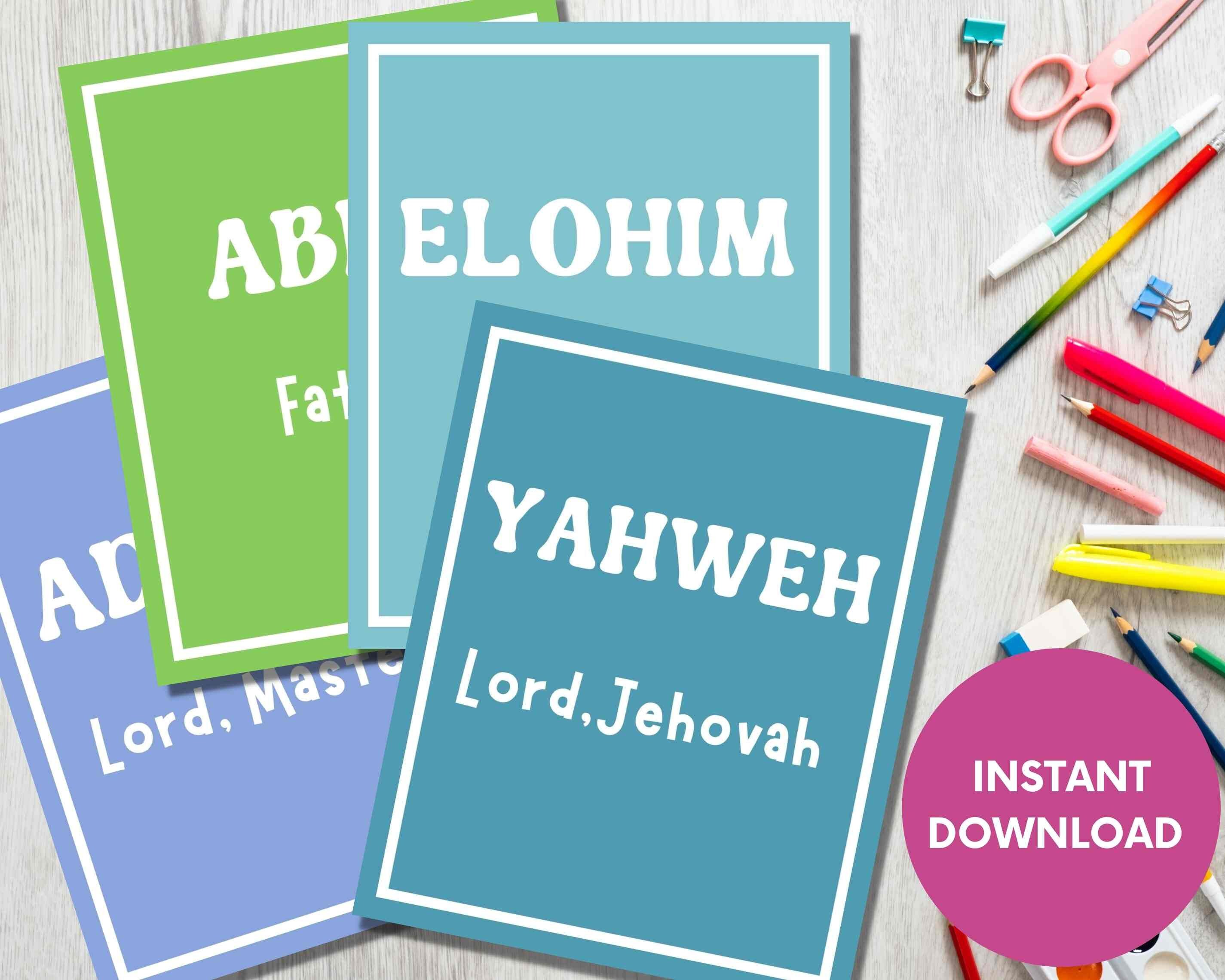 Names of God Scripture Cards, Lunchbox Notes for Kids,faith Printables ...