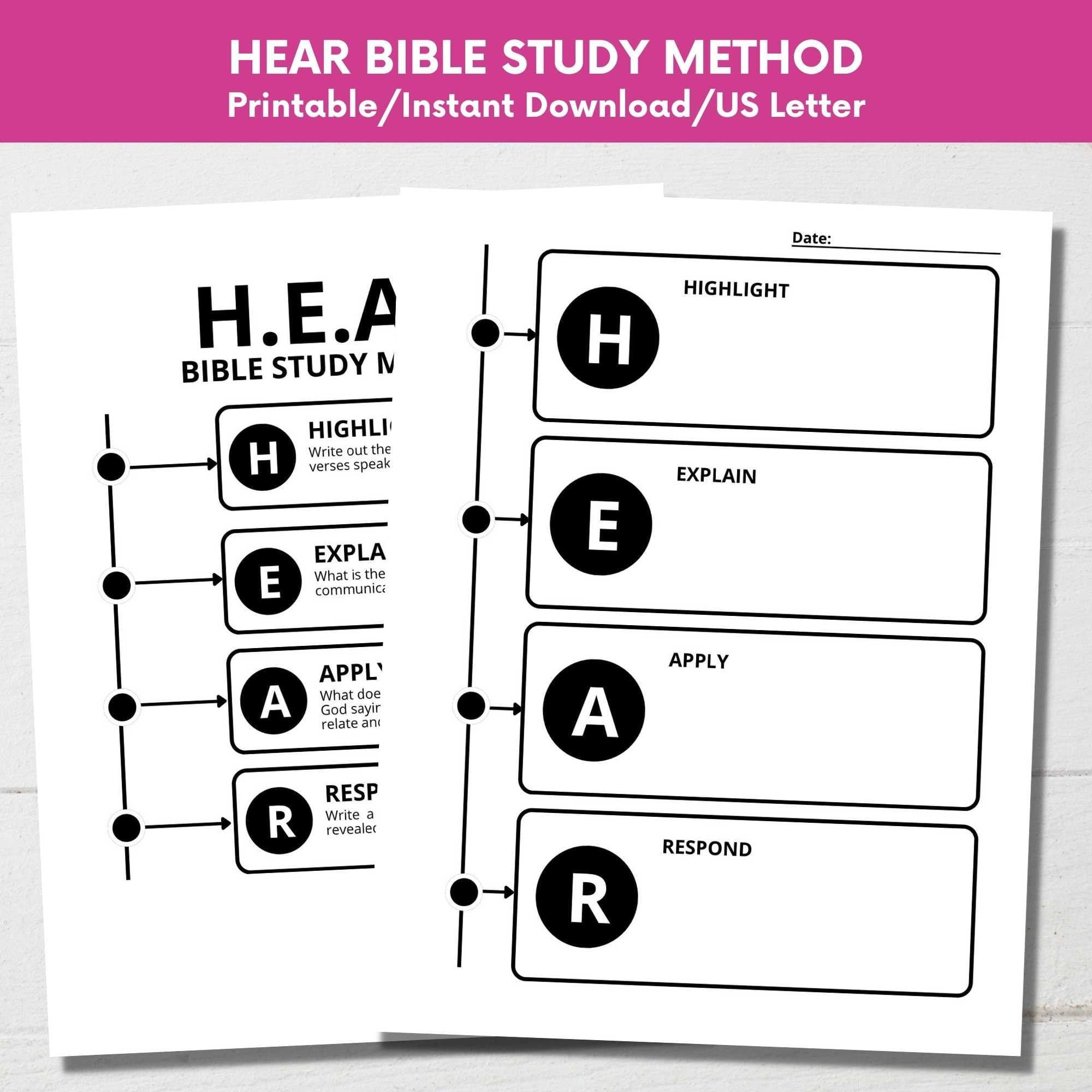 Printable HEAR Bible Study Tool for Beginners,christian Devotional ...