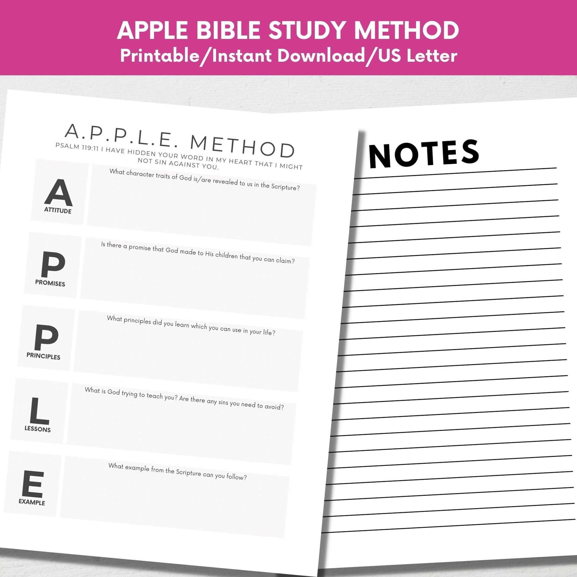 APPLE Bible Study Template: Christian Devotional Guide (printable PDF ...