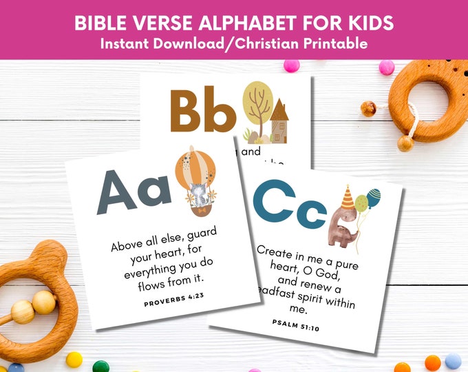 Bible Memory Cards for Kids, Alphabet Tracing Cards, Bible ABC Cards ...