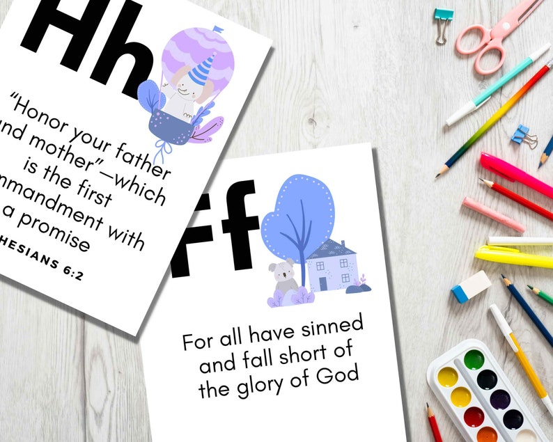 8x11 Bible Verse Scripture Flashcards for Sunday School,kids ABC Bible ...