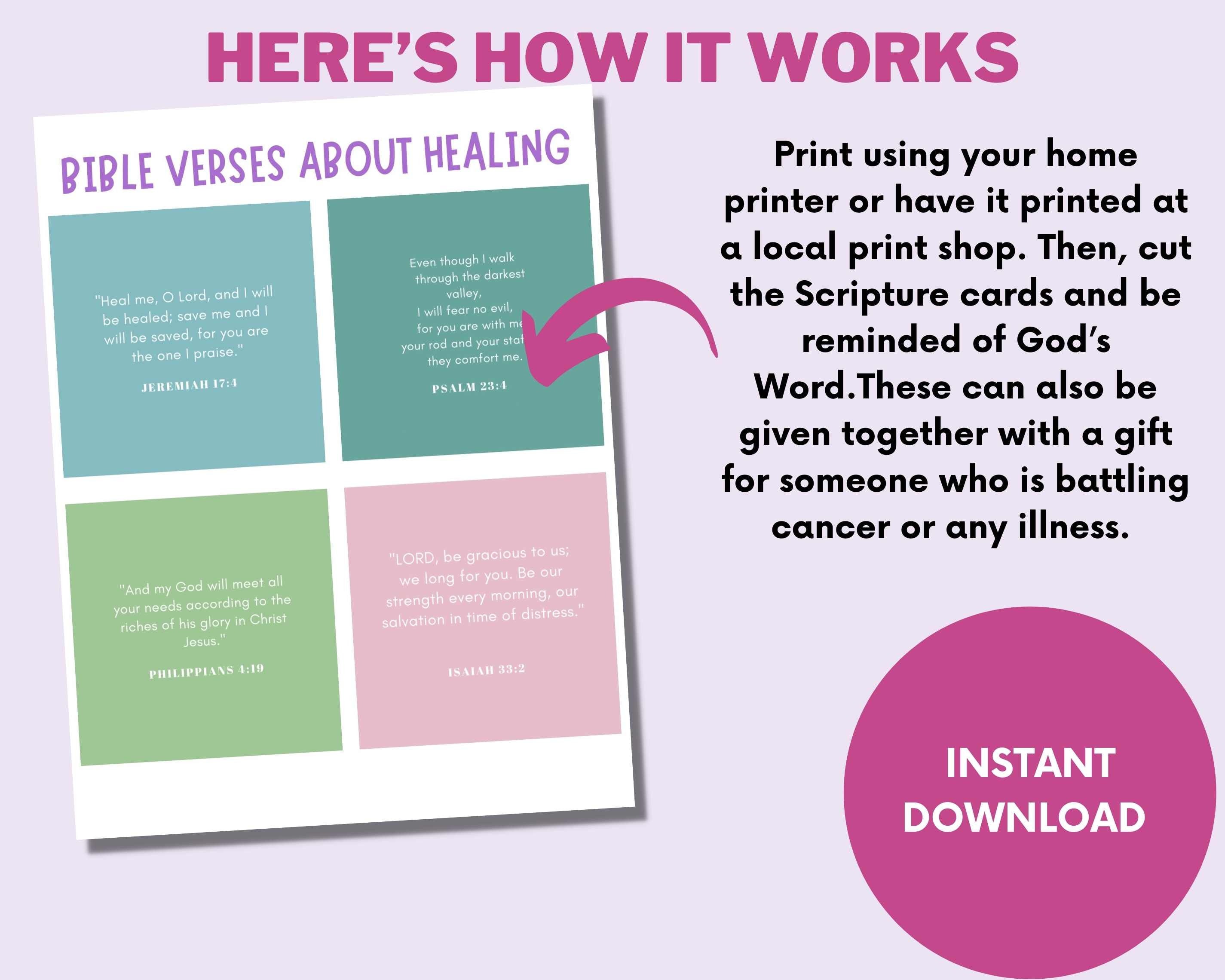 Printable Christian Bible Verse Cards for Cancer Fighters,healing ...