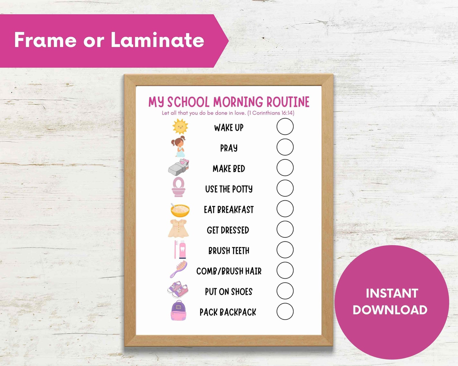 Back to School Daily Morning Routine Chart for Kidsready for - Etsy