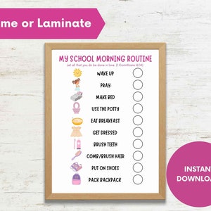 Back to School Daily Morning Routine Chart for Kids,ready for School ...
