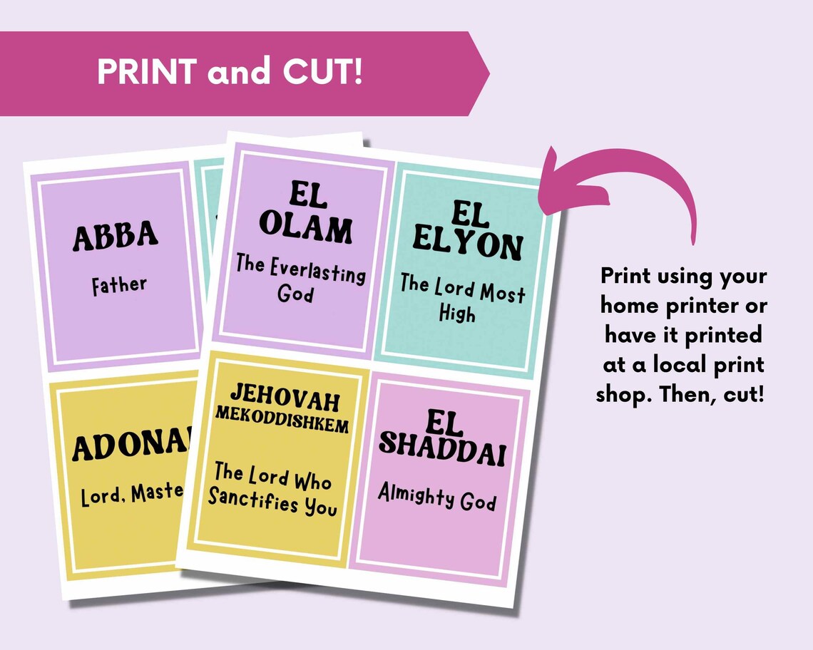 Names of God Scripture Cards: Kids' Faith Printables (digital Download ...